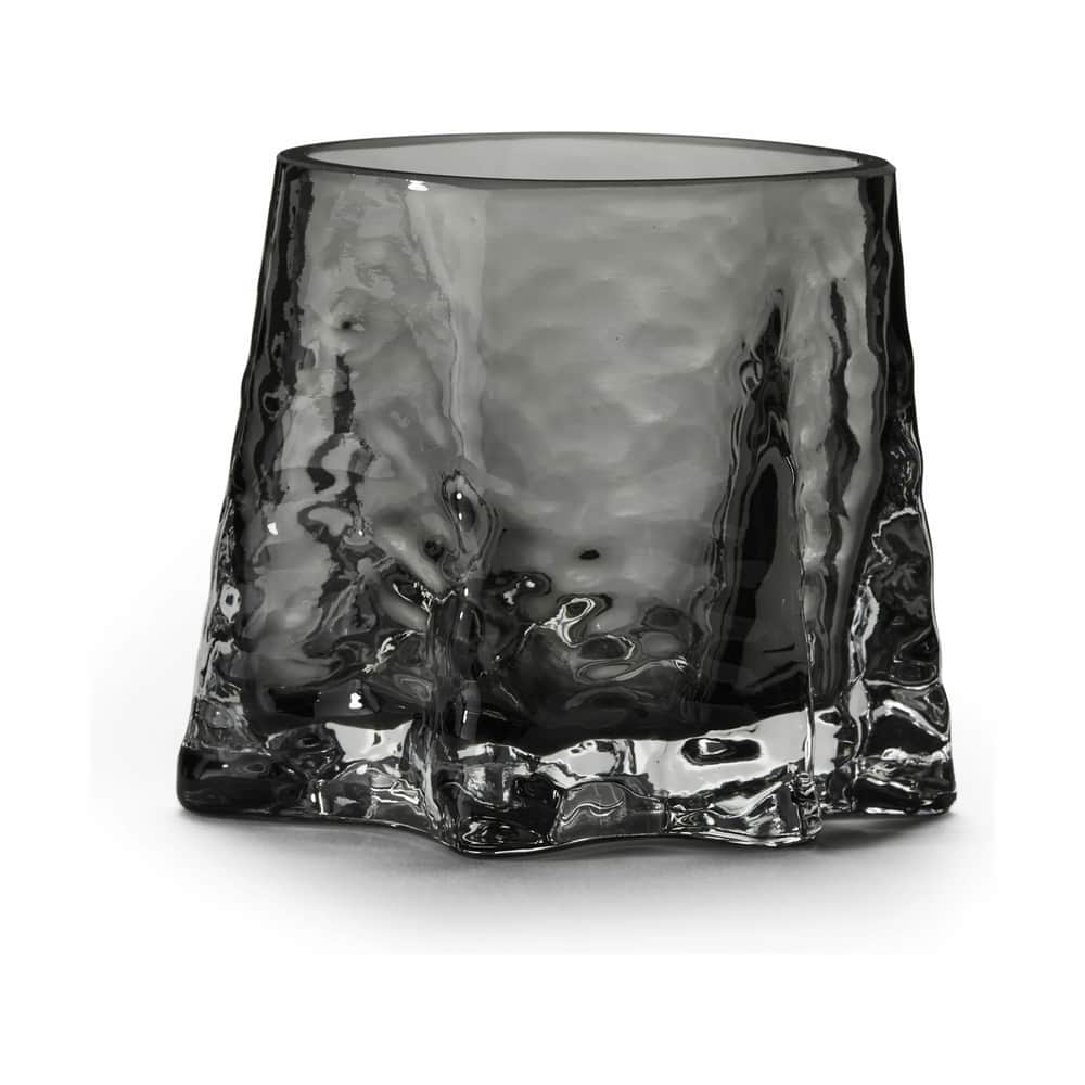 Cooee - Gry Fyrfadsstage - H 8 cm - Mundblæst glas - Røg farvet | Imerco
