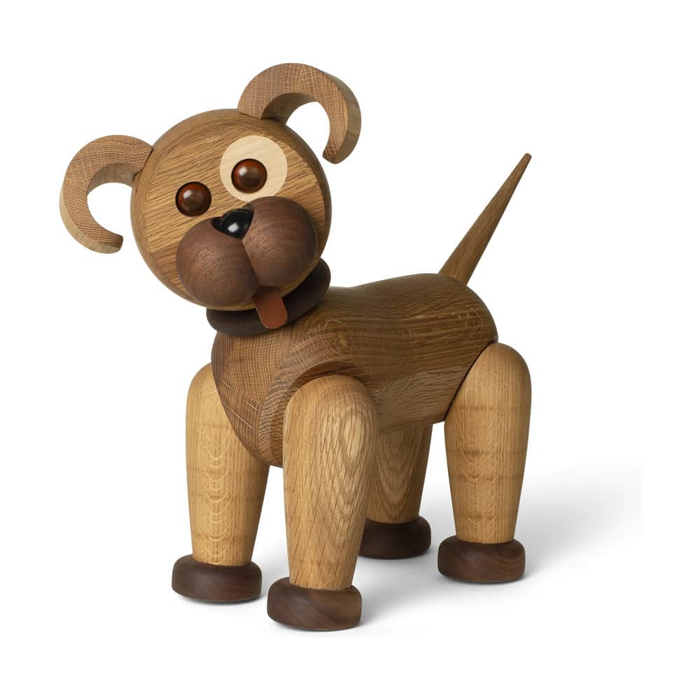 Spring Copenhagen - Hund Big Happy - H 40 cm - Egetræ/valnøddetræ ...