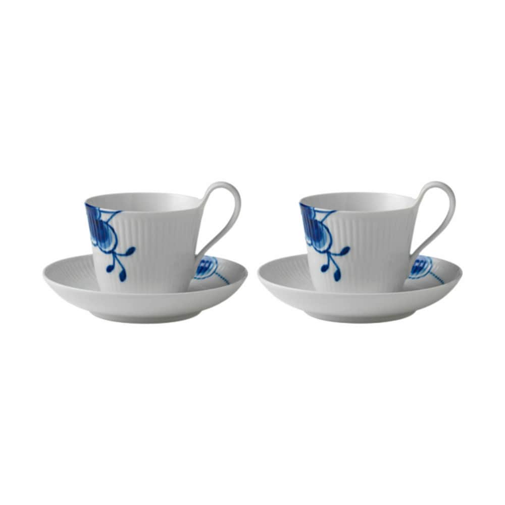 Royal Copenhagen - Blå Mega Riflet Kopper - 2 stk. - 25 cl - Porcelæn ...