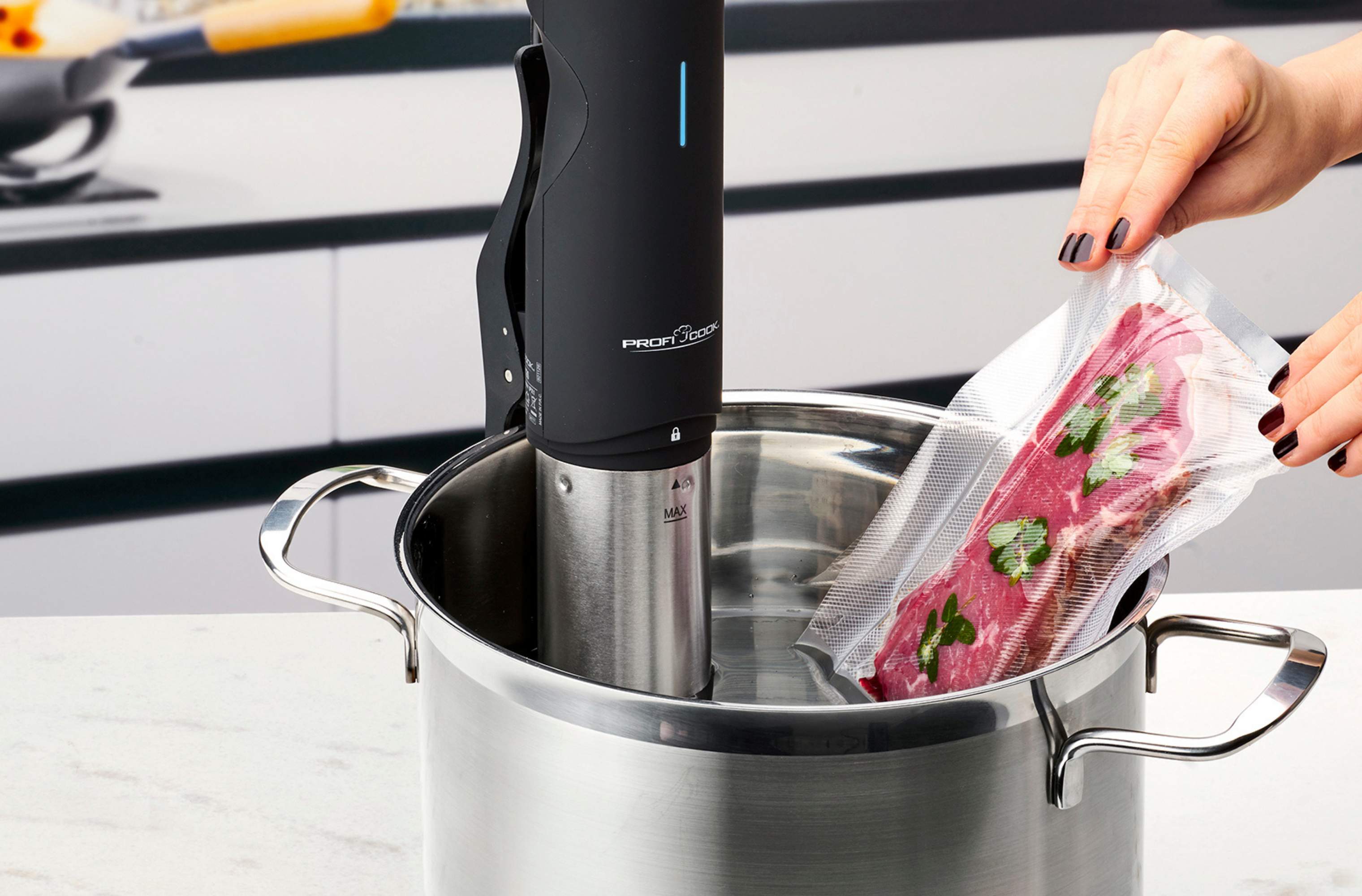 Sous vide stav, maskine, kar, vakuumpakker og opskrifter | Imerco