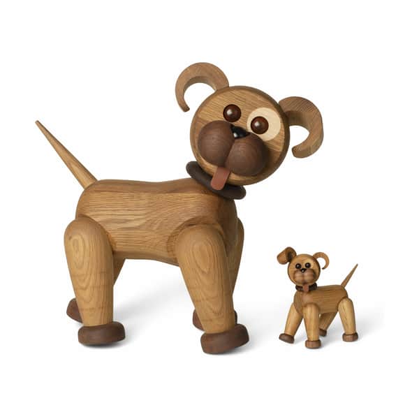 Spring Copenhagen - Hund Big Happy - H 40 cm - Egetræ/valnøddetræ ...