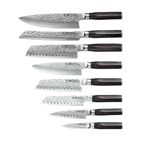 THE CUSTOM CHEF™ - Damashiro® EMPEROR Hisa Knivblok - 9 dele - 8 knive + knivblok - Rustfrit ...