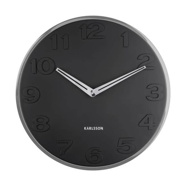 Karlsson - New Original Numbers Vægur - Ø 30 cm - Black Chrome | Imerco