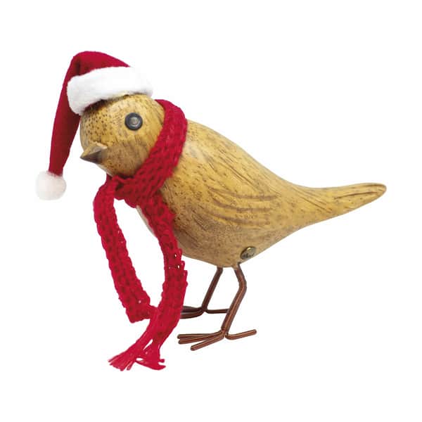 Edo - Dcuk Figur Julepipfugl - H 11 cm - Bambusrod/kobbertråd/filt/akryl - Træ/rød | Imerco