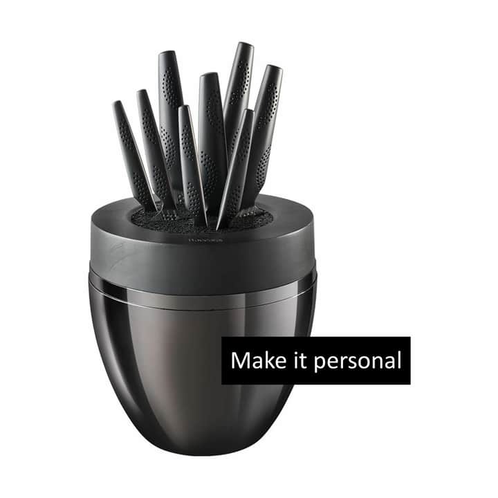 The Custom Chef - iD3 Black Samurai Egg Knivblok - 9 dele - 8 knive ...